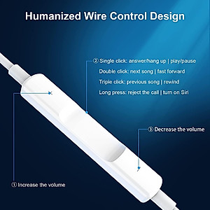 Apple Earbuds 2 Pack [Apple MFi Certified] Wired Earphones (Built-in Microphone & Volume Control) Noise Canceling Isolating Lightning Headphones Compatible with iPhone 14/13/12/11/SE/X/XR/XS/8/7