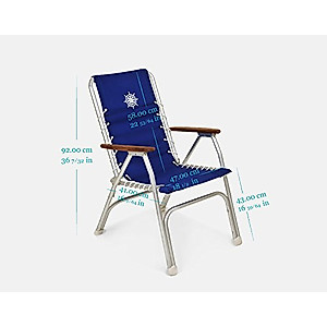 FORMA MARINE Boat Chairs High Back Grey Deck Folding Marine Aluminum Teak Furniture Set of 2 M150G