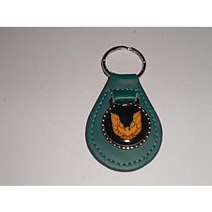 FIREBIRD OR TRANS-AM GOLD BIRD LOGO LEATHER KEYCHAIN - TEAL