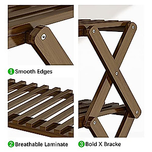 QUMENEY Foldable Bamboo Shoe Rack, 5 Tier Portable Folding Shoes Storage Organizer, No Assembly Free Standing Boots Shelf Suitable for Entryway, 27.5 x 9.8 x 30in (Dark)