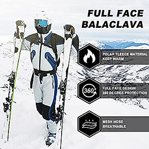 Therma Pro Balaclava Ski Mask Winter Fleece Thermal Face Cover for Men Women Breathable Skiing Motorcycle & Snowboarding, Navy Blue, Large