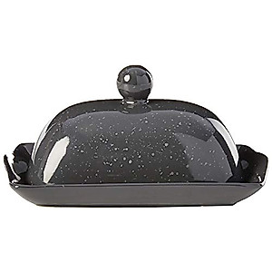 Boston Warehouse Speckleware Covered Butter Dish, Standard, Charcoal Grey