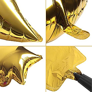 SBYURE 4 Pack 36" Large Moon Foil Balloons and 12 Pack 10" Gold Foil Star Balloons Mylar Balloon for Party Decoration Baby Shower Birthday Party Celebration,Gold,16 Pieces