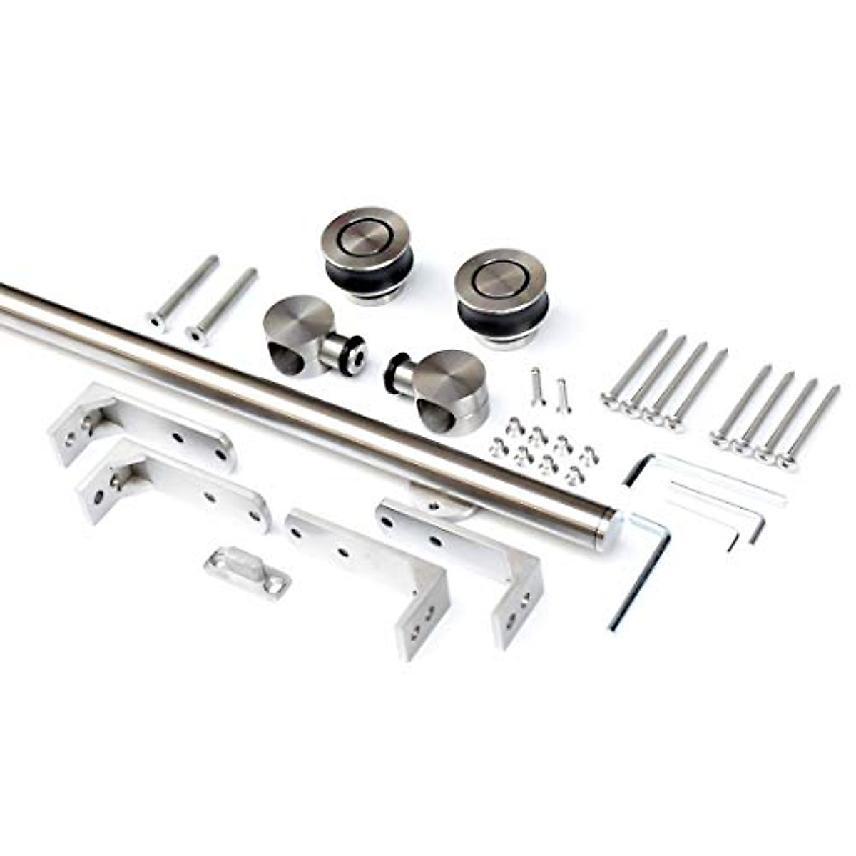 DIYHD 6FT Ceiling Mount Bracket Concentric Circle Roller Stainless Steel Sliding barn Wood Door Track Hardware, 6 Ft