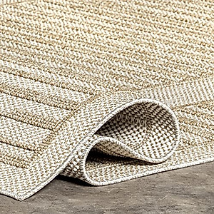 nuLOOM Rickie Solid Striped Indoor/Outdoor Area Rug, 8' x 10', Beige