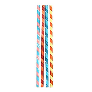 Kikkerland Biodegradable Party Stripes Paper Straws, Multicolored, Box of 144