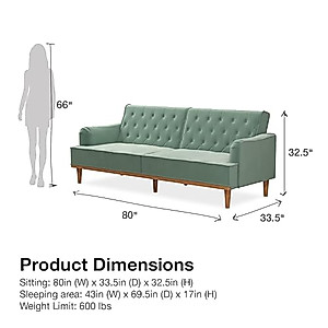 Mr. Kate Stella Vintage Convertible Sofa Bed Futon, Teal Velvet