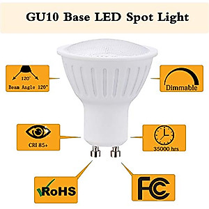 GU10 Led Dimmable Light Bulbs, 5W=50W, 4000K Natural White GU10 Base 120° Beam Angle Spotlight for Accent Recessed Track Lighting, Pack of 6