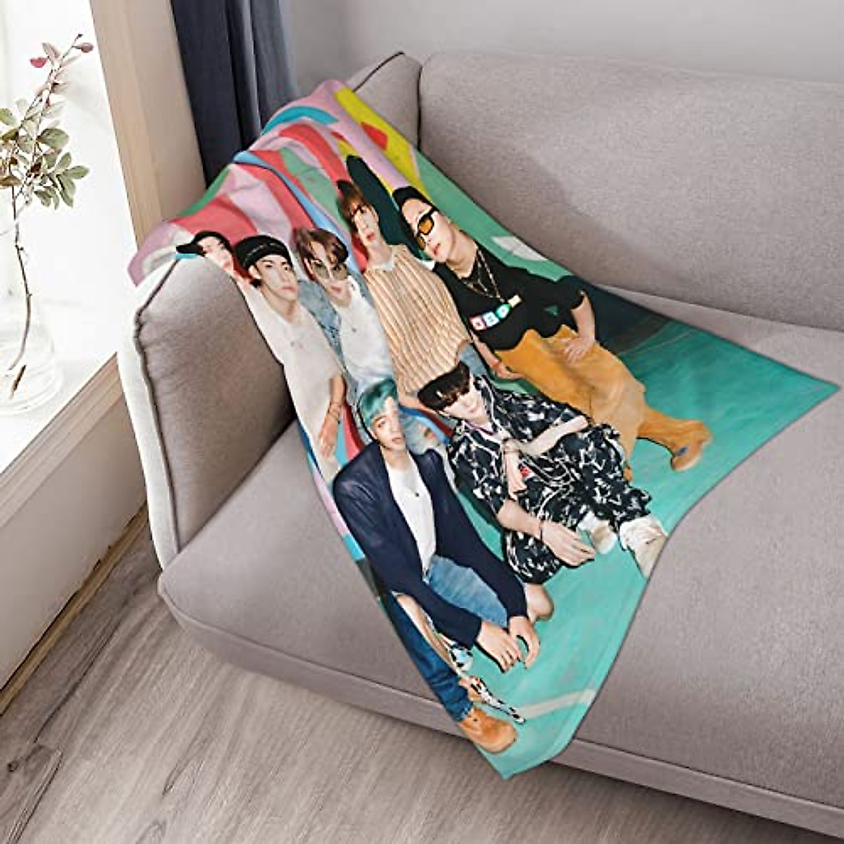Kpop Throws Flannel Blankets for Girls Women Gifts Ultra-Soft Fleece Blanket Comfy Warmer Decor Bedding Couch Sofa Camp Blankets for Kids Adults Korean Fans(A) 40X50 Inch