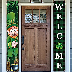 St Patricks Day Decorations Green Lrish Spirit Front Porch Weclome Sign Irish Shamrock Gnomes Banner St. Patrick's Day Decorations for Home Party
