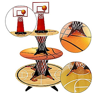 Basketball Party Decorations Cupcake Stand with 24pcs Basketball Cupcake Toppers for Kids Boys Basketball Sports Game Themed Birthday Party Supplies Basketball 3 Tier Cupcake Tower