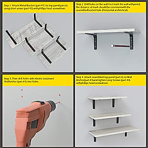 LHZLANG Floating Shelves Home Living Room Bathroom Kitchen Decor Rustic Wall Mounted Storage Shelf Rack Set of 3 (Grey)