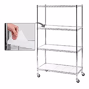 Catalina Creations 4-Shelf Shelving Units on Wheels Metal Storage Rack with Shelf Liners Set of 4, Adjustable Book Shelf, Heavy Duty Shelves for Garage Kitchen Pantry (30" W x 14" D x 50" H)
