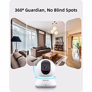 blurams Security Camera, 2K Indoor Camera 360-degree Pet Camera for Home Security w/ Motion Tracking, Phone App, 2-Way Audio, IR Night Vision, Siren, Works with Alexa & Google Assistant