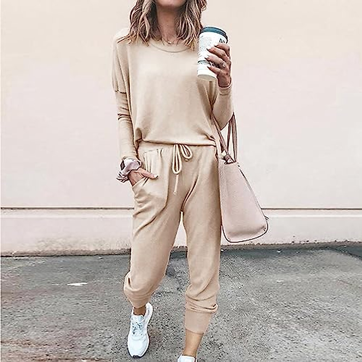 Womens Suit Set Pink Outfits for Women Crew Neck Wool Jacket Women Cute Sweat Pants White Lounge Set Oversized t-Shirt Tops + Biker Shorts Casual Workout Sets Pullover and Long Pants Grey Graphic