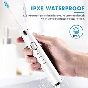 WOSUK Electric Sonic Toothbrush Powerful Sonic Cleaning Toothbrush with Timer 4 Modes Dentists Recommend Sonic Rechargeable Toothbrush for Adults, 2 Hr Charge Last 30 Days, 4 Brush Heads