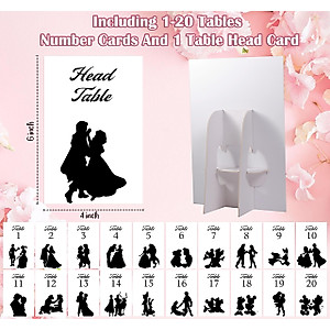 Cartoon Table Numbers 1-20 with Head Table Card & Stands Holders, Elegant 4 x 6 Inch Place Seating Sign for Baby Shower, Wedding Reception, Birthday Party Event Centerpiece Decorations