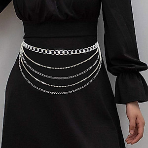 Victray Women's Sparkly Body Chains Silver Rhinestone Waist Chain Belly Body Chains Fashion Waist Jewelry