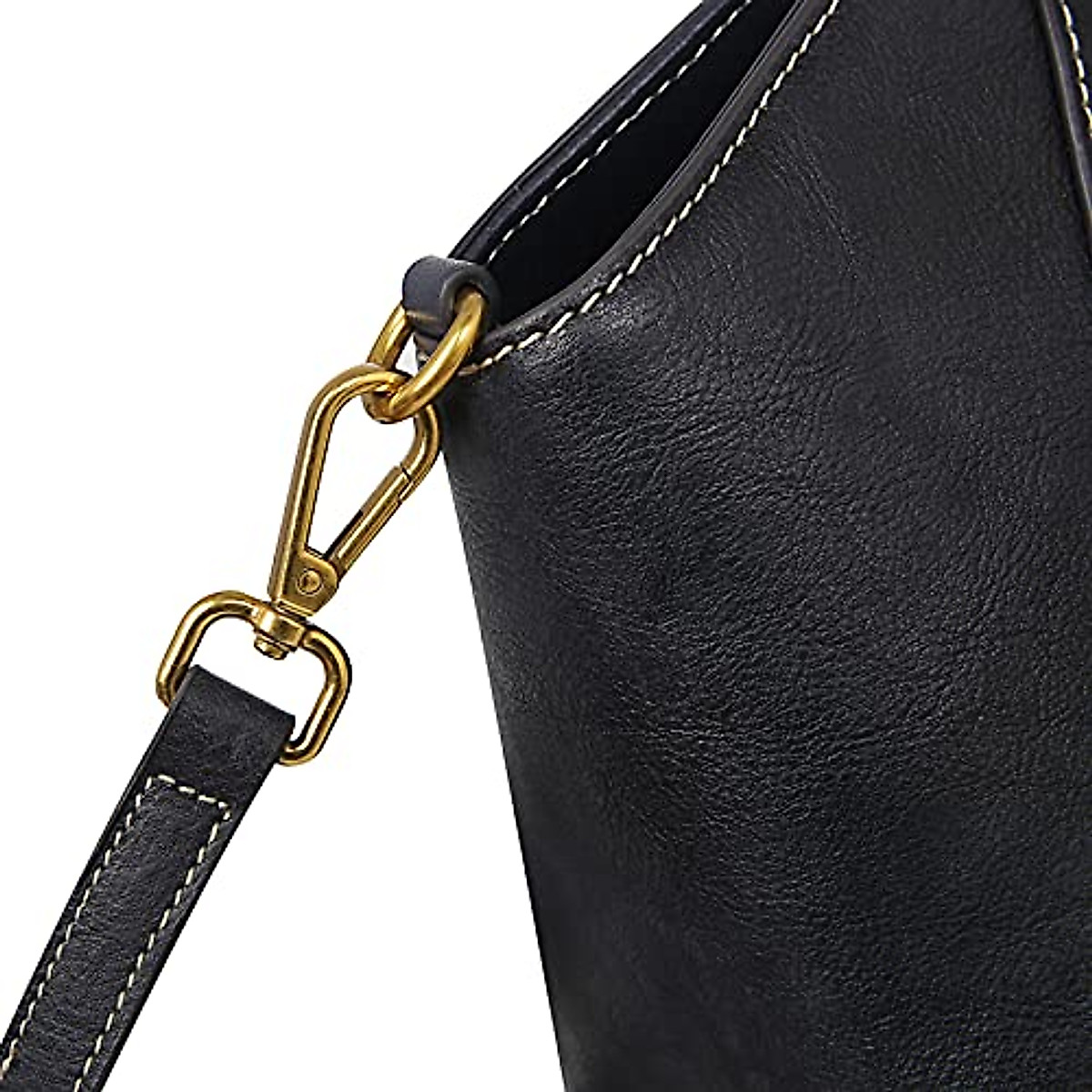 HESHE Vintage Leather Purses for Women Organizer Top Handle Tote Bags Shoulder Bag Laides Handbags(Grey)