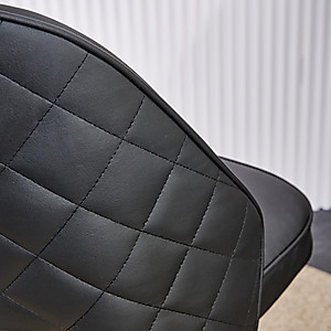 Gustonhon Modern Household PU Office Chair,Adjustable 360°Swivel Chair Armless Swivel Computer Chair, with Wheels High Back,Suitable for Living Room,Bedroom,Office,Hotel Dining Room (Black)