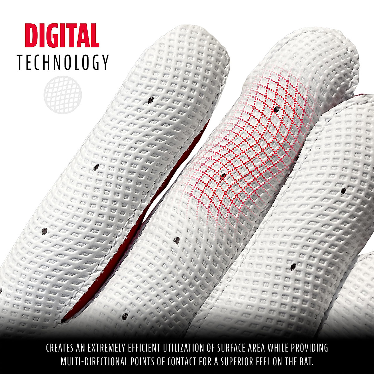 Franklin Sports MLB Digitek Baseball Batting Gloves - White/Navy/Red Digi - Youth Medium