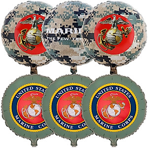 Havercamp U.S. Marine Balloons (6 Pack) 3 Marine Balloons with the Official Seal & 3 with Camo. Officially Licensed Marine Corps Balloons. Celebrate your Marines Birthday, Graduation, Homecoming.