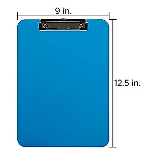 JAM PAPER Plastic Clipboards with Low Profile Metal Clip - Letter Size (9 x 12.5) - Blue - Clip Board Sold Individually