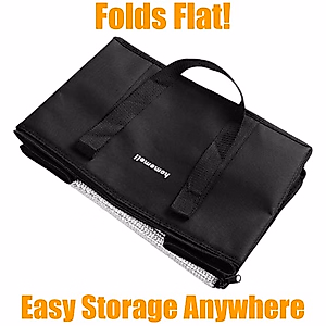 Homemell Insulated Reusable Grocery Shopping Bag with Zippered Top - Hot Delivery Bags Carrier - Keep Frozen Food Cold and Hot Food Warm - Hot Pizza Carrier- Collapsible and Foldable Large Travel Bag - Black Thermal Insulated Cooler Tote Bags