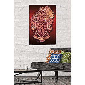 Trends International The Wizarding World: Harry Potter - Gryffindor Lion Crest Wall Poster, 22.375" x 34", Poster & Mount Bundle