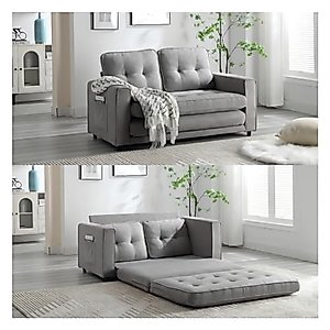 Eafurn 3 Fold Convertible Sleeper Sofa Bed Pull Out Loveseat Versatile Floor Couch for Living Room Home Office RV Furniture