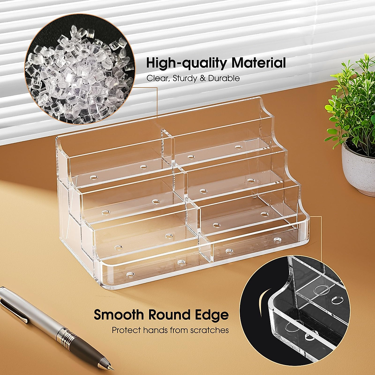 MaxGear Acrylic Business Card Holder for Desk Multiple Business Card Holders, Business Card Stand Business Card Display Holder, Clear Plastic Business Card Holder Display Office, 8 Pocket