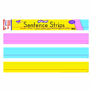 TREND enterprises, Inc. T-4002 24" Multicolor Wipe-Off Sentence Strips, 30 Per Pack