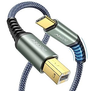 AINOPE USB C Printer Cable 6.6 FT USB B to USB C Printer Cable [2022 Upgrade] 2.0 High-Speed Premium Nylon Printer Cord for MacBook Pro/Air, USB C MIDI Cable for Casio Digital Piano MIDI Controller