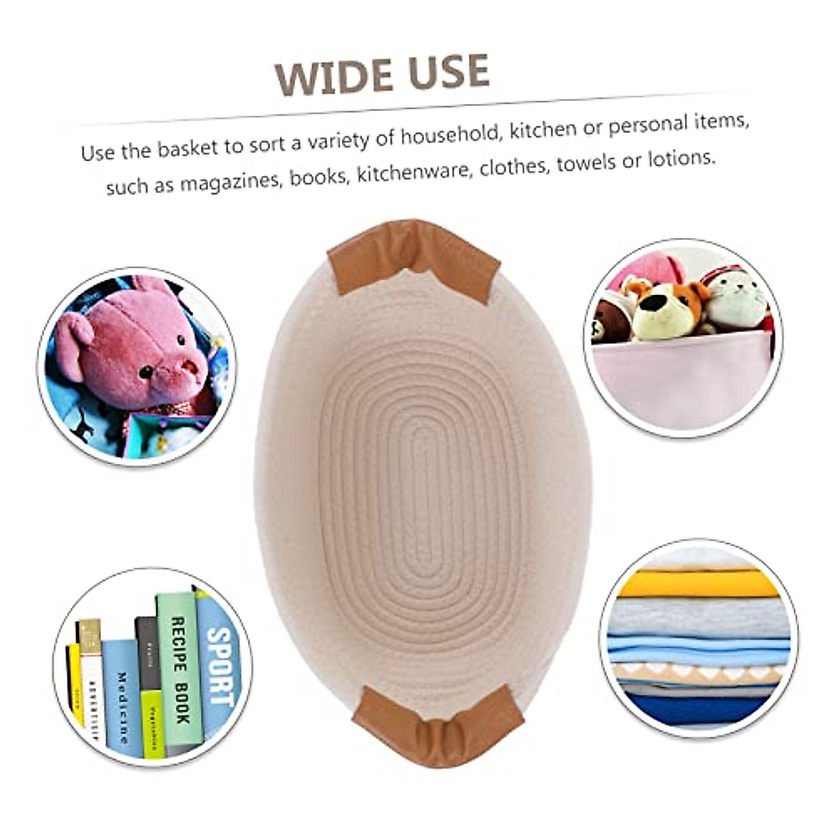 USHOBE Cotton Rope Storage Basket Blanket Baskets Baby Basket Kids Basket Nursery Clothes Basket Nursery Storage Baskets Woven Baskets for Storage Nursery Basket Desktop Basket White