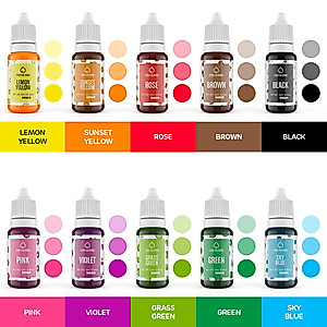 DaCool Food Coloring Cake Decorating - Edible Food Color Dye Set 10 Colors Concentrated Liquid Flavorless Neon Icing Colors for Cake Decorating, Baking, Cooking, Fondant,10ml Bottles(0.35 fl.oz.)
