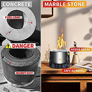 SmileBank Tabletop Fire Pit Fire Bowl - Marble Table Top Firepit Isopropyl Alcohol Mini Indoor Fire Pit Portable Tabletop Fireplace for S'Mores Home Outdoor Patio Balcony Backyard Garden Decor