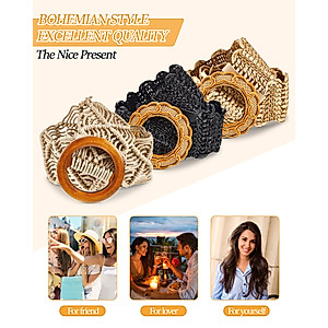 Hercicy 3 Pcs Rattan Straw Woven Belt Bohemian Waist Rope Braid Belts for Women, Trendy Boho Ladies Skinny Dress Belt Multicolor