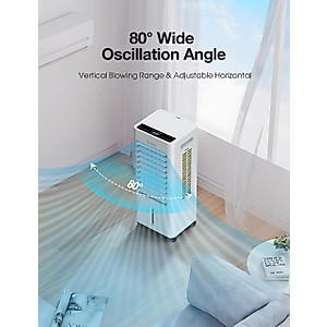 Grelife Portable Evaporative Air Cooler, 3-IN-1 Air Cooler Cooling Fan with Remote Control, 12H Timer, 4 Ice Packs, 1.58Gal Water Tank, 3 Modes, 3 Speeds, Personal Swamp Cooler for Bedroom(BLACK)