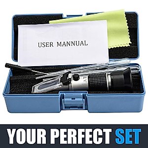SMARTSMITH Refractometer Honey 10-32% for Honey Moisture, Brix and Baume, 3-in-1 Uses, 58-90% Brix Scale Range Honey Moisture Tester, with ATC, Ideal for Honey, Maple Syrup, and Molasses, Bee Keeping