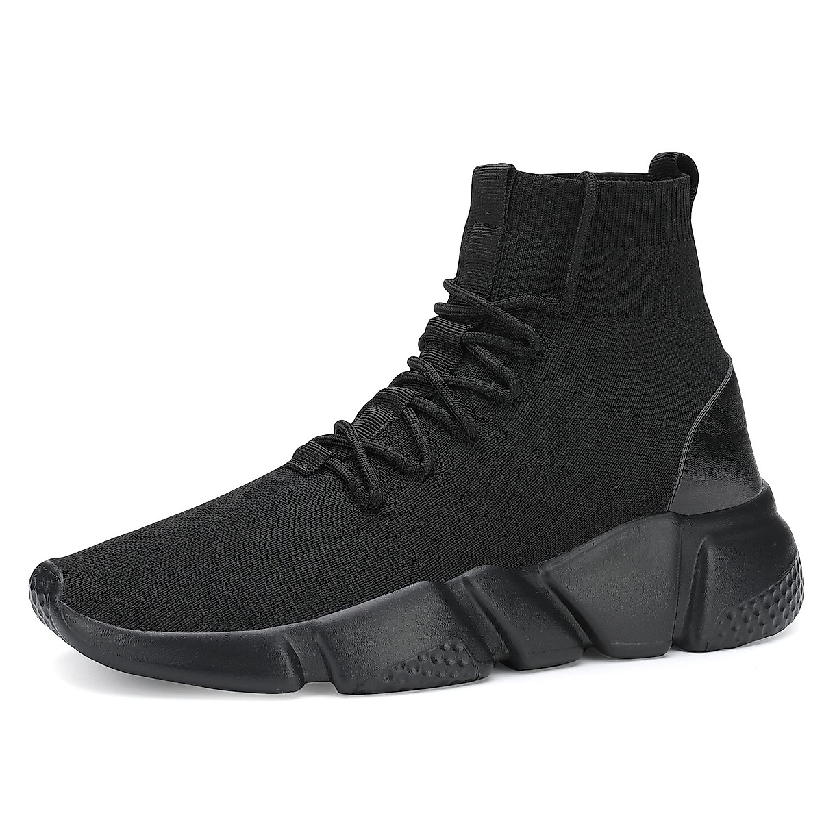 Casbeam Men's Running Knit Comfortable Lightweight Breathable Casual Sports Shoes Fashion Sneakers Slip-On Walking Shoes All Black Size 9.5