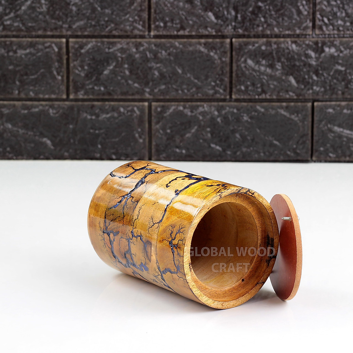 Hand crafted Wooden Rectangular Urn |with Lid Cremation Ash Remains Storage| Adult Pet Humane Ashes Male & Female Urns- Mango Wood With Resin