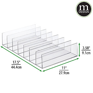 mDesign Plastic Divided Clutch Organizer for Closets, Bedrooms, Dressers - Closet Shelf Storage Solution for Purses, Wallets, Bill Folds, and Accessories - 7 Sections - Lumiere Collection - Clear