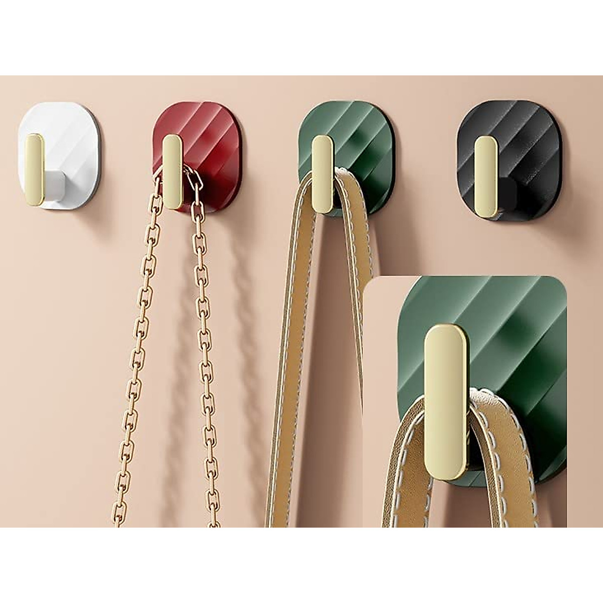 YISMAN 4 Packs Adhesive Wall Hooks, Waterproof Utility Hook Door Hanger, Bathroom Toilet Kitchen Office,Adhesive Heavy Duty Wall Hooks 10lb(Max)