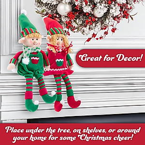 Elf Plush Christmas Stuffed Dolls, Set of 2 - 12" Boy and Girl Elves Holiday Cute Plush Shelf Toys - Fun Kids Buddy Figurine Decorations, Christmas Winter Holiday Party Festive Decor and Gift Exchange