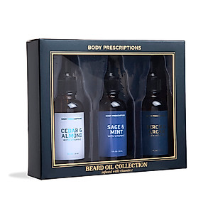 Body Prescriptions 3 Pc. Beard Oil For Men - Scented Conditioning Beard Growth Oil for Beard and Mustache Infused with Vitamin E for Men