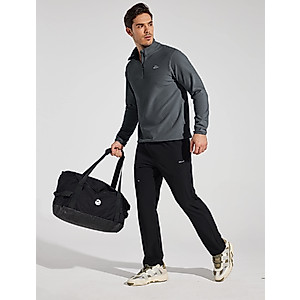 Willit Men's Fleece Golf Pullover Sweaters Quarter-Zip Hiking 1/4 Zip Thermal Jacket Lightweight Gray M