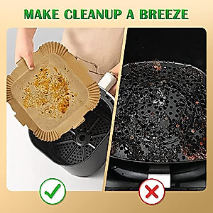 MOSFiATA Air Fryer Disposable Paper Liner- Square Non-Stick Parchment Paper Liners, Oil-proof, Water-proof Cooking Baking Roasting Filter Paper for Air Fryers Basket, Microwave Oven (7.9 IN-120PCS)