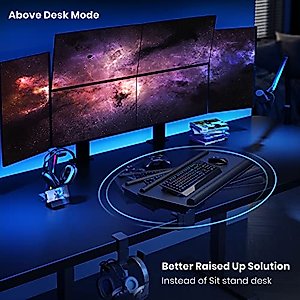 Tilt&Height Adjustable Keyboard Tray Under Desk or Above Desk - Klearlook 2 in 1 PU Leather Clamp-on Rotating Keyboard Platform w/Wrist Rest&Drawer(Under Desk,Upon Desk),25x11"Sit Stand Keyboard Riser