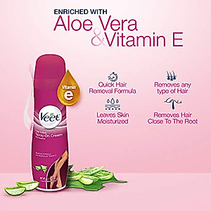 Veet Spray On Hair Removal Cream, for Legs & Body, 5.1 Oz (Pack of 5)