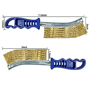 SALI Wire Brushes for Cleaning Rust Removal Heavy Duty Steel Brush Tool 11" Long Handle with Plastic Handle,for Automotive,Grill,Paint , Welding Slag&Household，More and Thicker Bristles Pack of 2